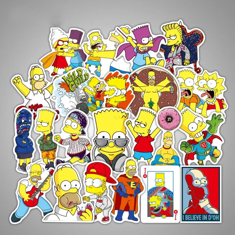 50Pcs Simpsons Stickers for DIY Decals Graffiti Laptop Guitar Luggage ...