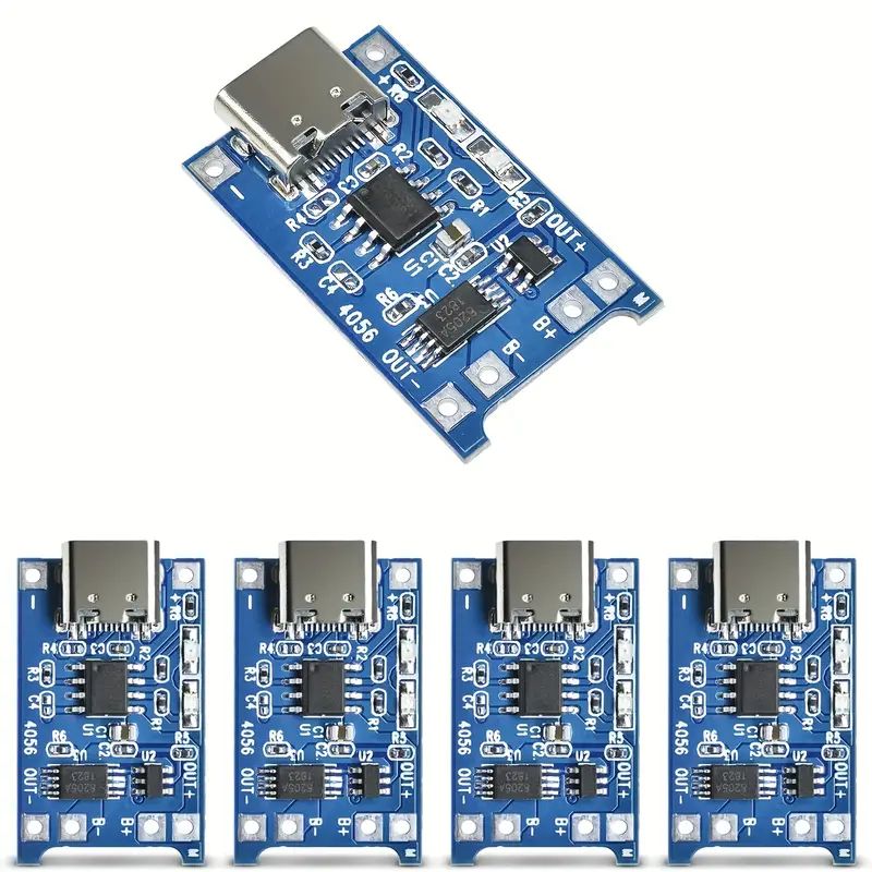 5pcs TP4056 Type C 3.7V Lithium Battery Charger With Battery Protection