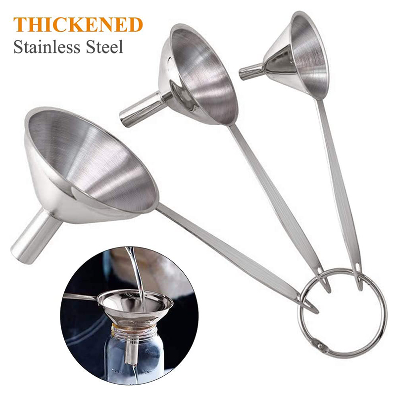 3 in 1 Funnels for Filling Bottles Stainless Steel Small Kitchen Funnel Set for Transferring ...