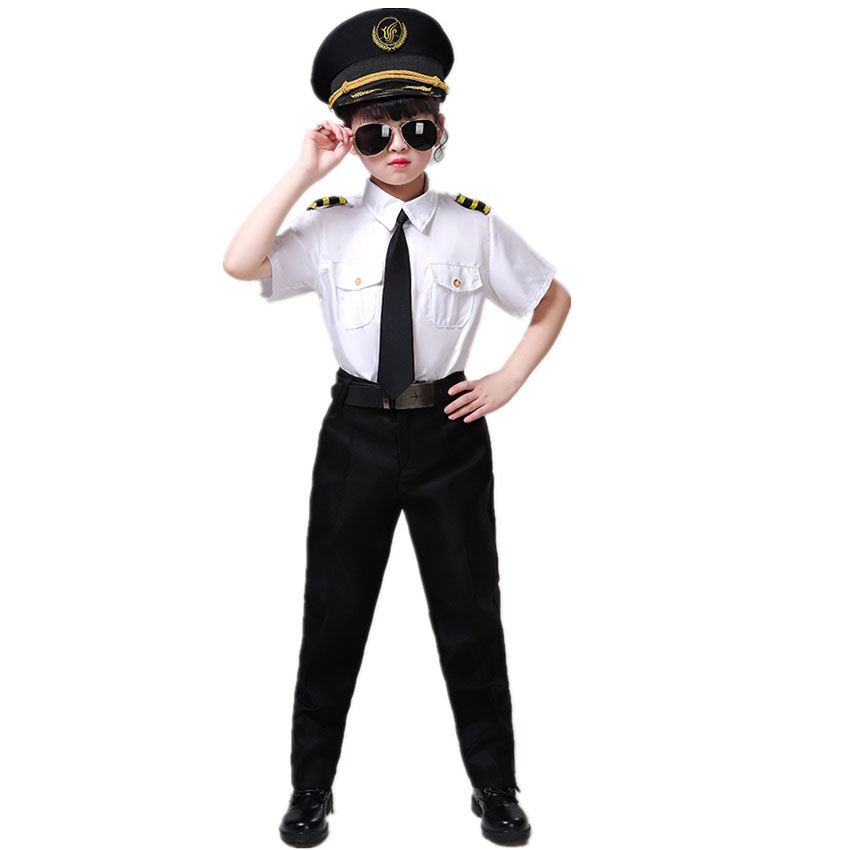 Captain Role Play Stewardess Pilot Costume Boy Girl Cosplay Children's ...