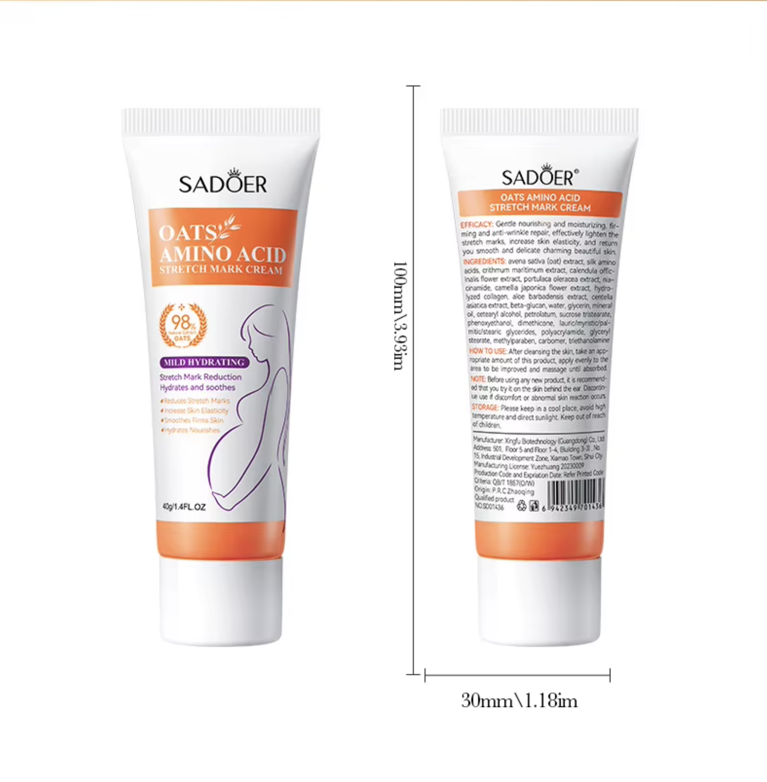 SADOER Oats & Amino Acid Stretch Mark Cream 40gm For Pregnancy Repair ...