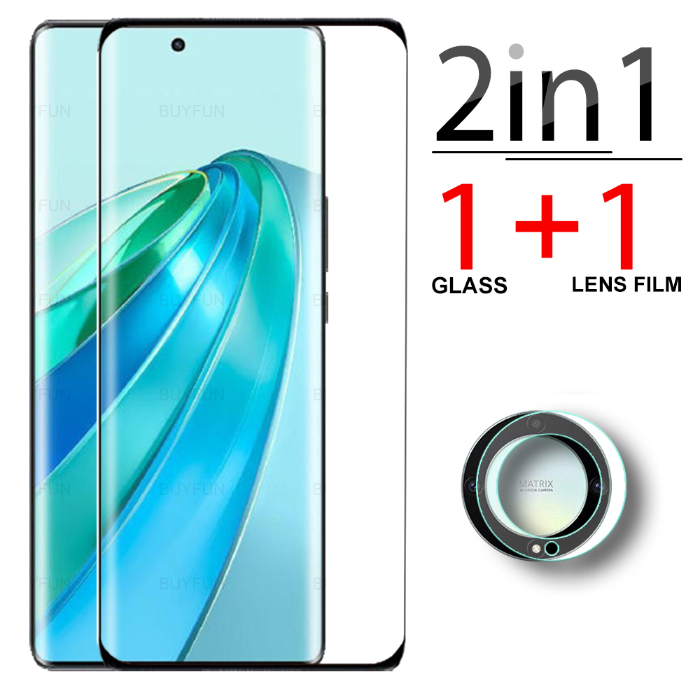 For Honor X9a 2in1 Tempered Glass Screen Protector Witch Black Edge For ...