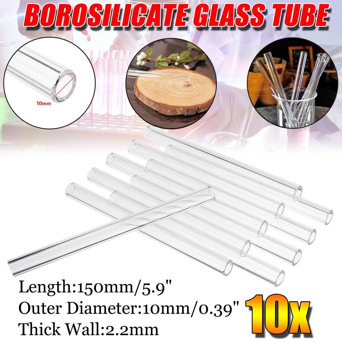 10Pcs 150mm OD 10mm 2.2mm Thick Wall Borosilicate Glass Blowing Tube ...
