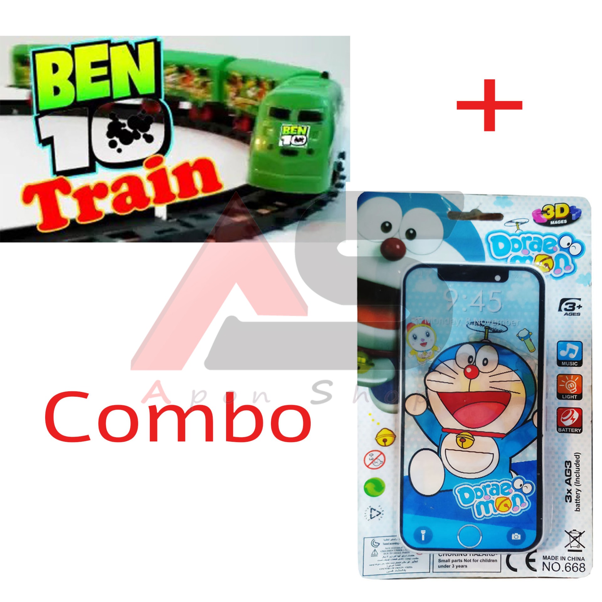 Battery Operated Ben-10 Train Set with train line & Doraemon Touch ...