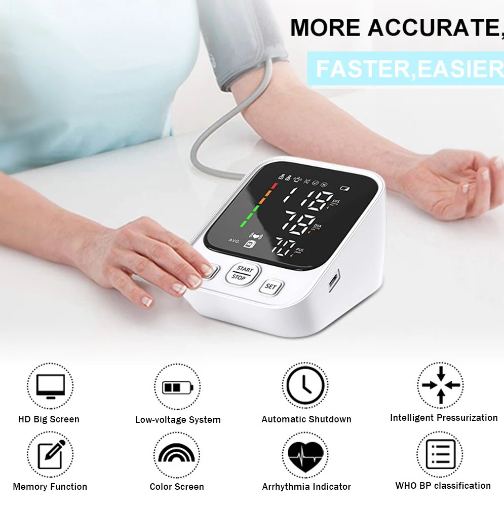 Led Big Display Blood Pressure Monitor Usb Portable Automatic Digital ...