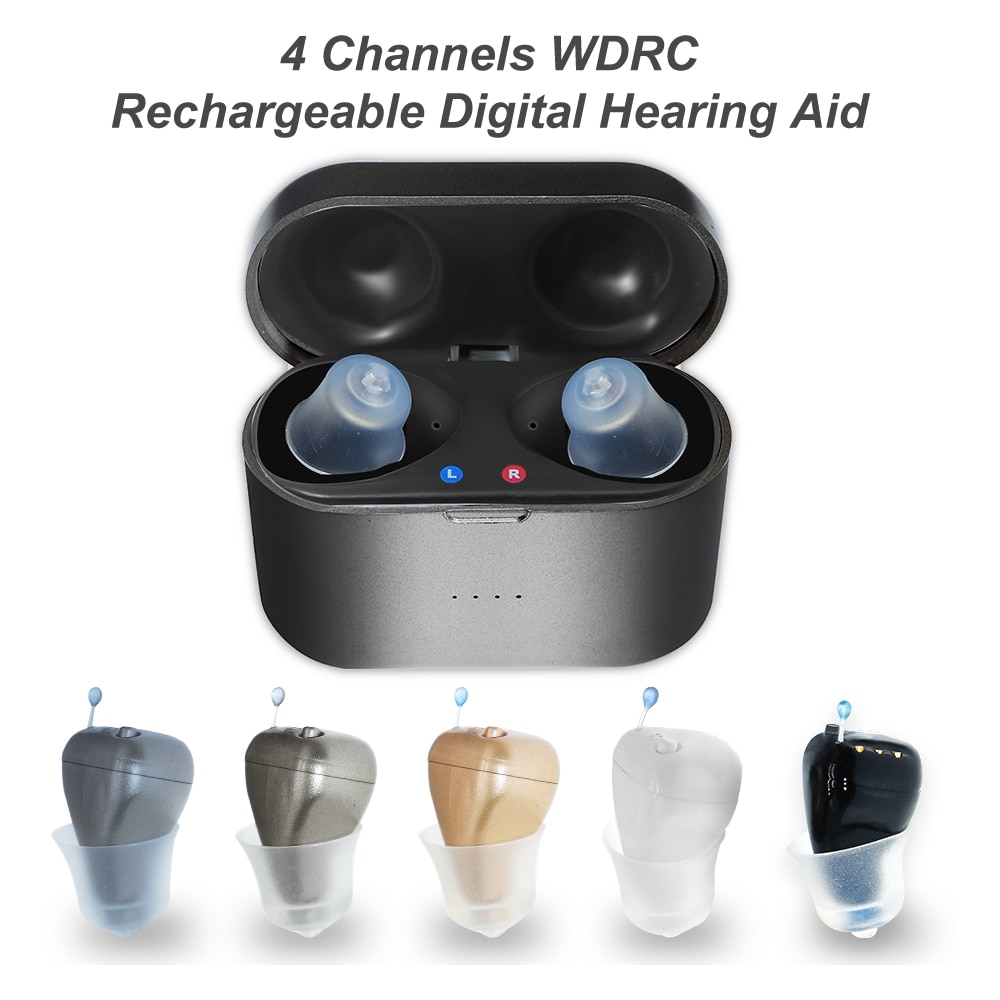 USB Rechargeable Digital 4 Channels Hearing Aid 5 Colours Invisible ...