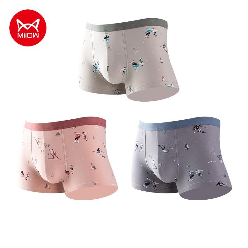 Miiow 3Pcs Men's Printed Cotton Breathable Comfortable Underwear ...