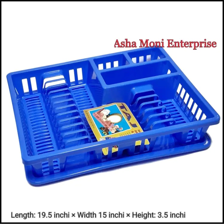 TAJ Kitchen Dish Rack Dish Drainer Tray Stand Blue and Red Compact ...