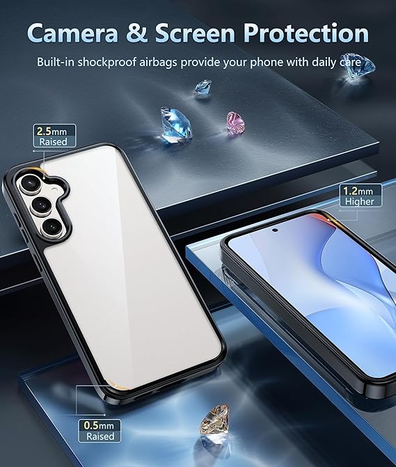 SAMSUNG GALAXY S24 FE Protective Black Border Crystal Clear Xundd ...