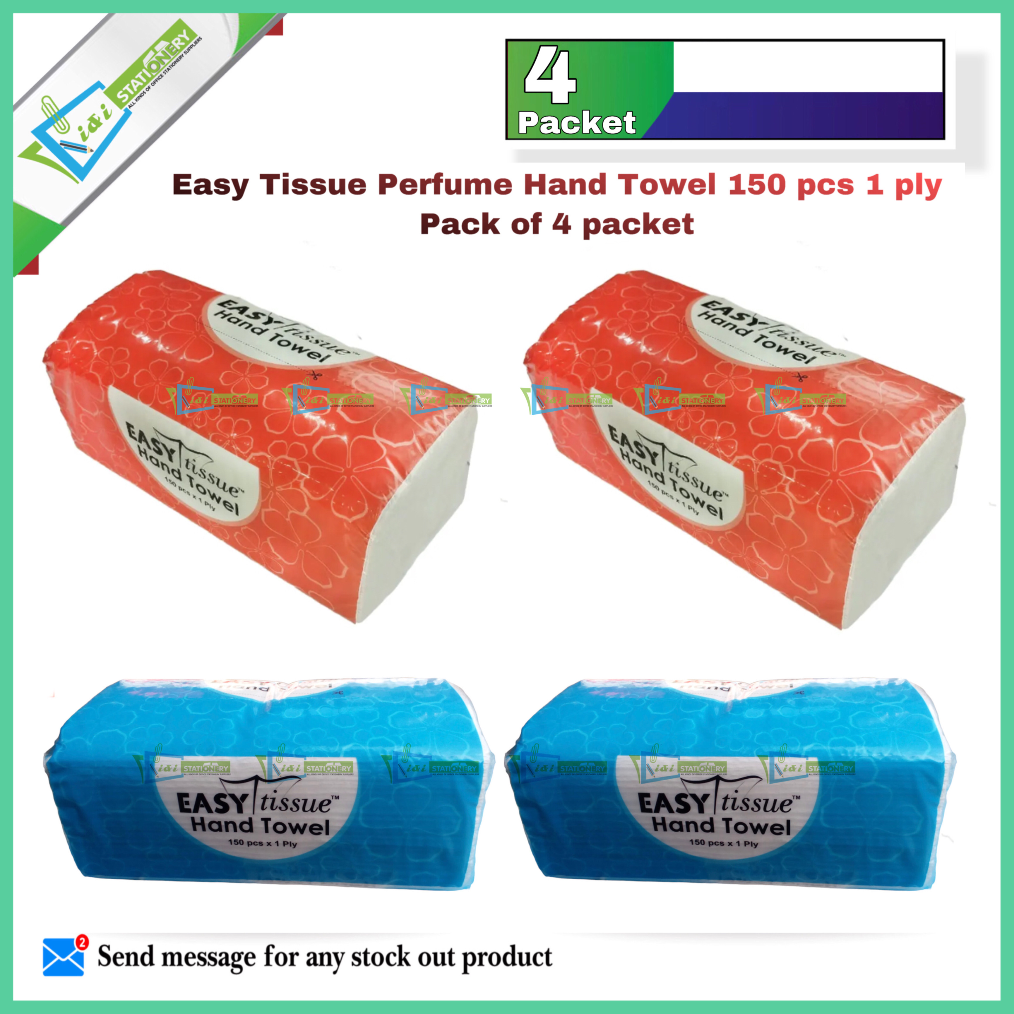 Easy Tissue Perfume Hand Towel 150 pcs 1 ply Pack of 4 packet | Daraz ...
