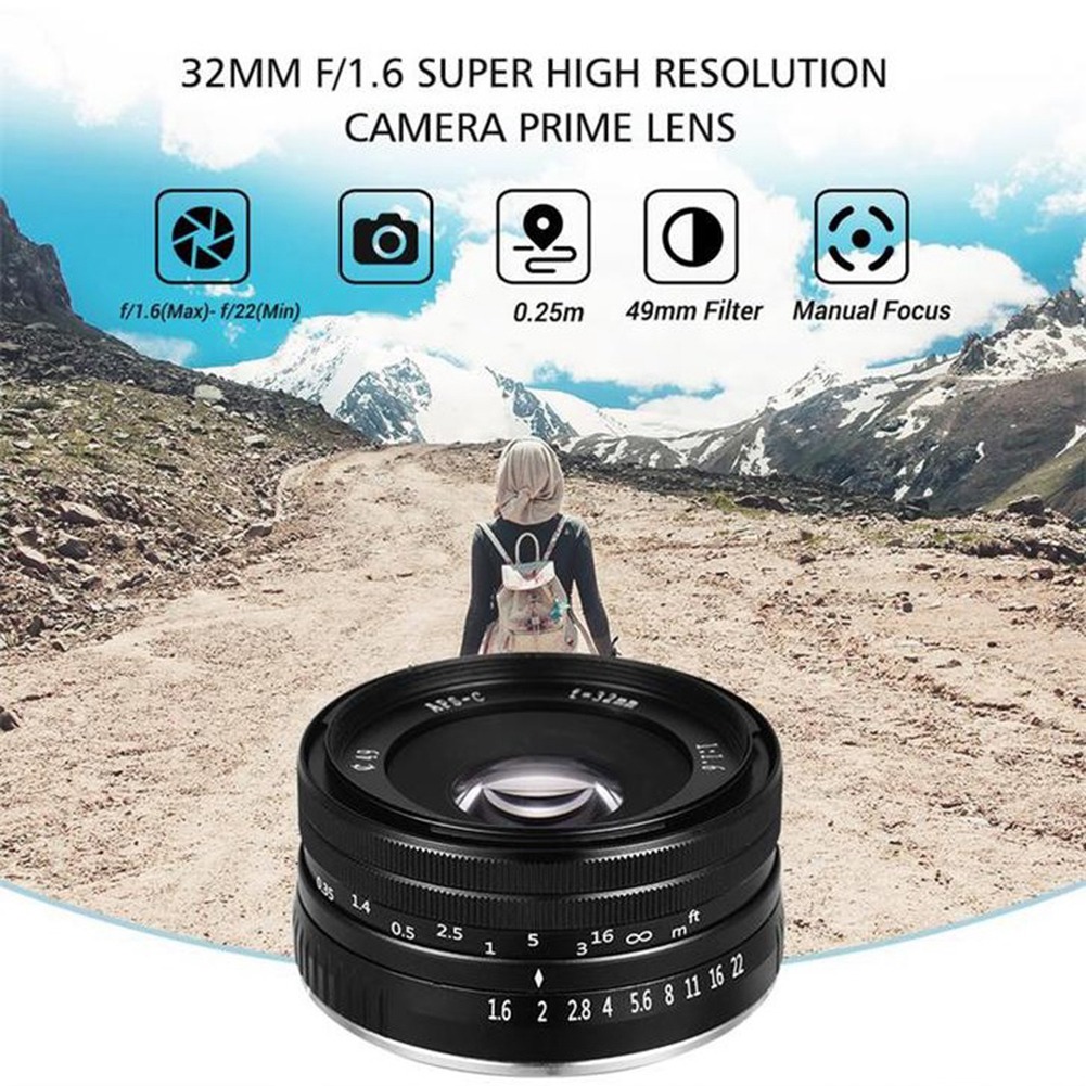 VELEDGE 32MM F1.6 Manual Fixed Focus Lens Part Component for Fuji Micro ...