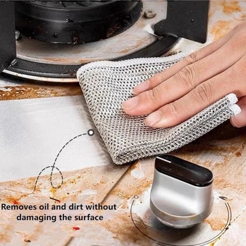 Magic Cleaning Cloth Kitchen Dishwashing Towel Metal Steel Wire ...