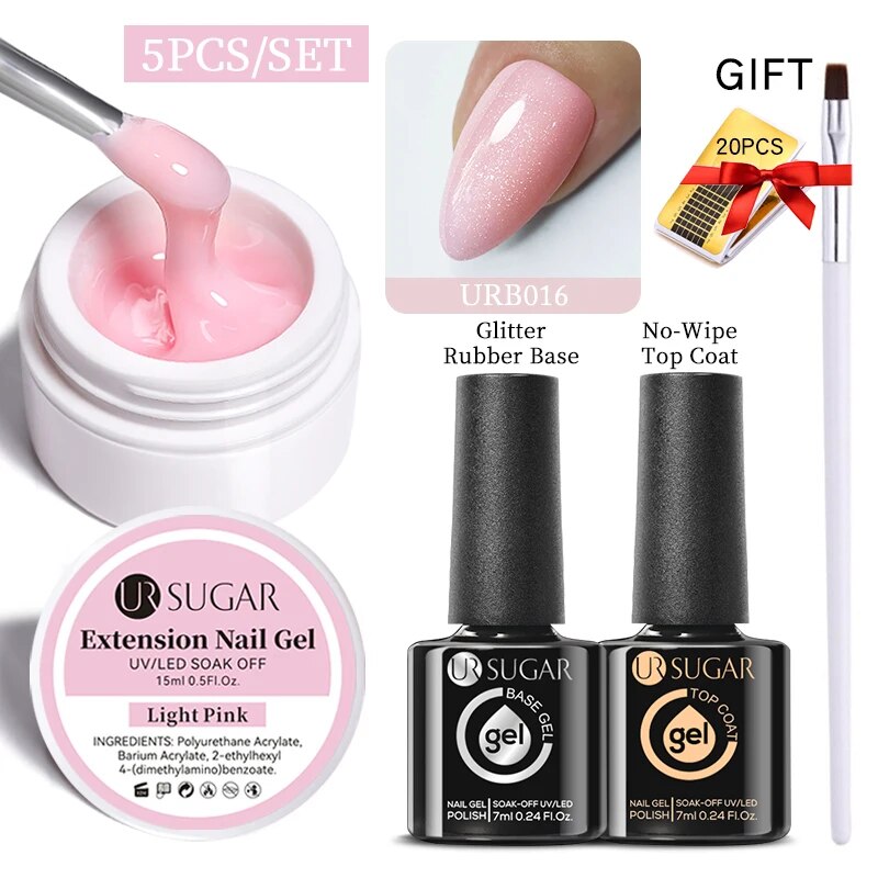 UR SUGAR 15ml Milky Jelly White Extension Gel Gold Glitter Sequins ...