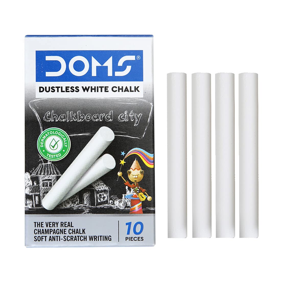 DOMS Non-Toxic Dustless White & colour Chalk (10 Chalks) | Daraz.com.bd