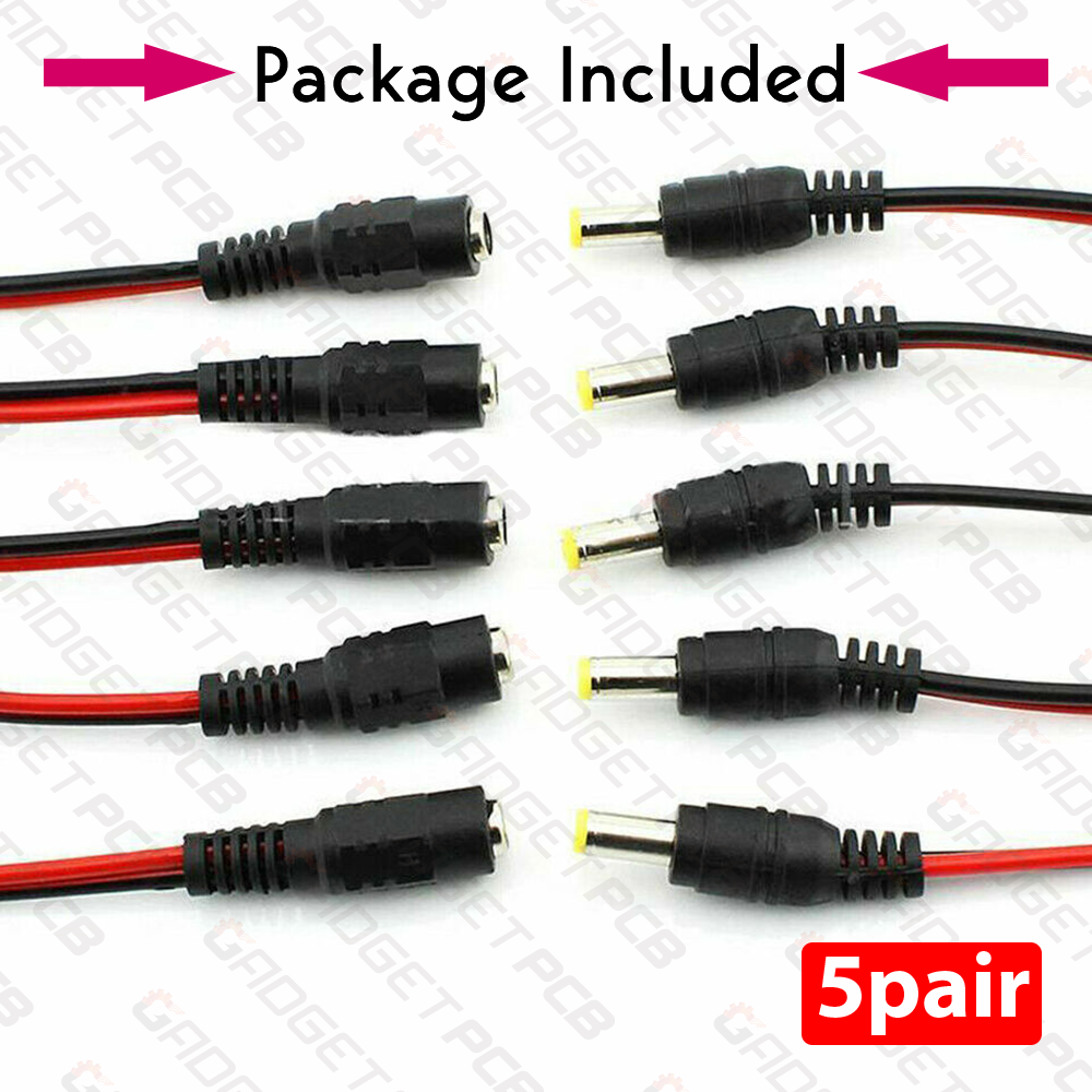 DC Power Pigtail Cable Plug 18AWG 2.1mm x 5.5mm 12V 5A DC Jack Male ...