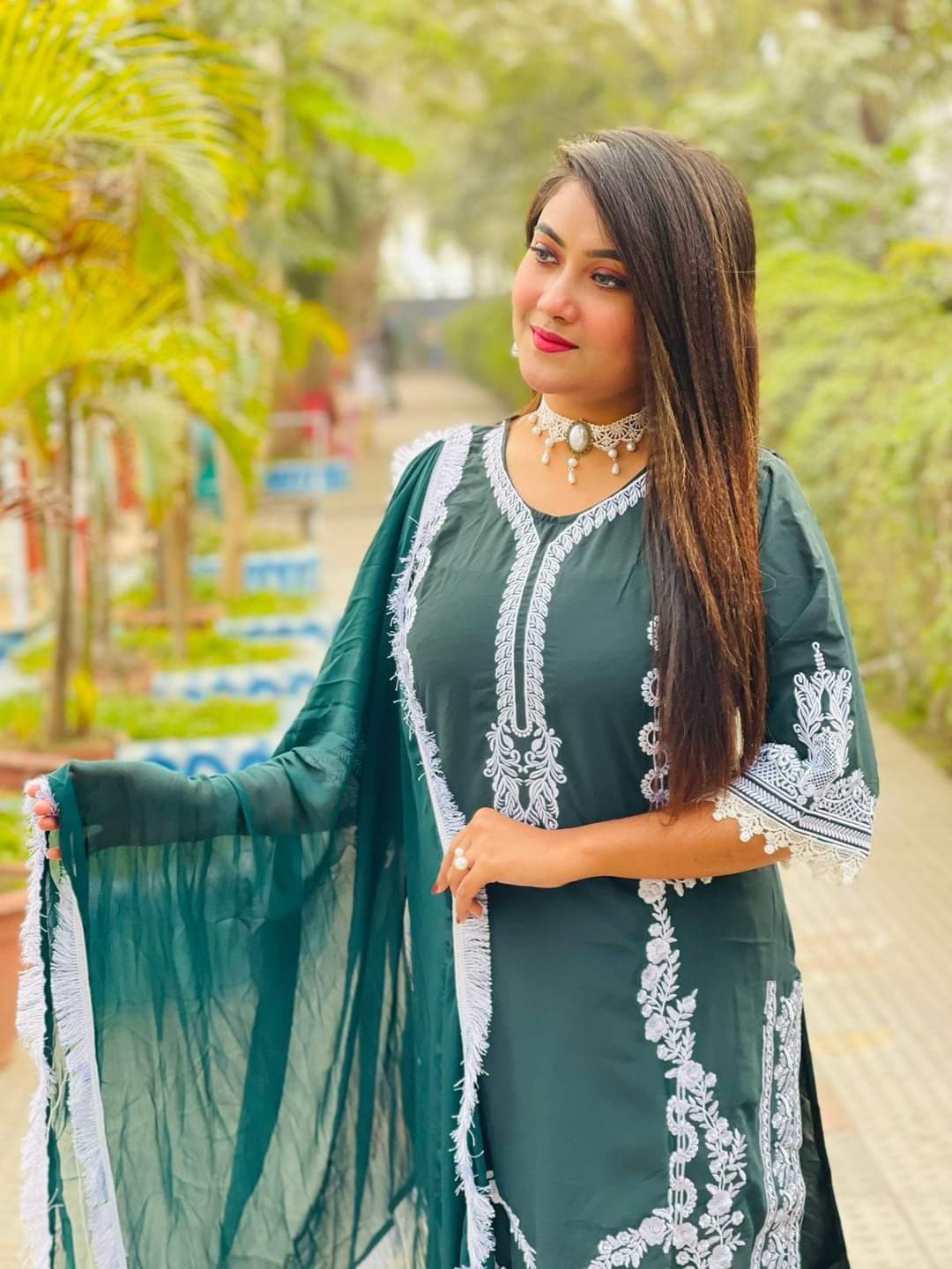 New Exclusive Premium Diamond Georgette Three Piece For Women