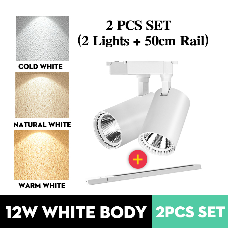 2PCS SET LED Track Lights Include 50CM Track Rails Wall Spot Light 12W 20W 30W 40W Flexibly ...