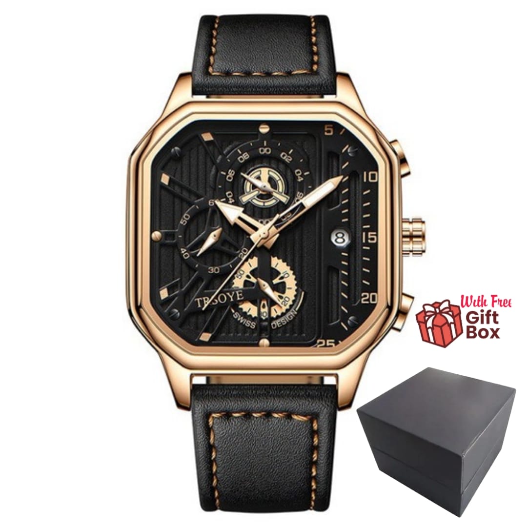 Trsoye 6604 Square Watch For Men - Watch For Men - Black Watch | Daraz ...