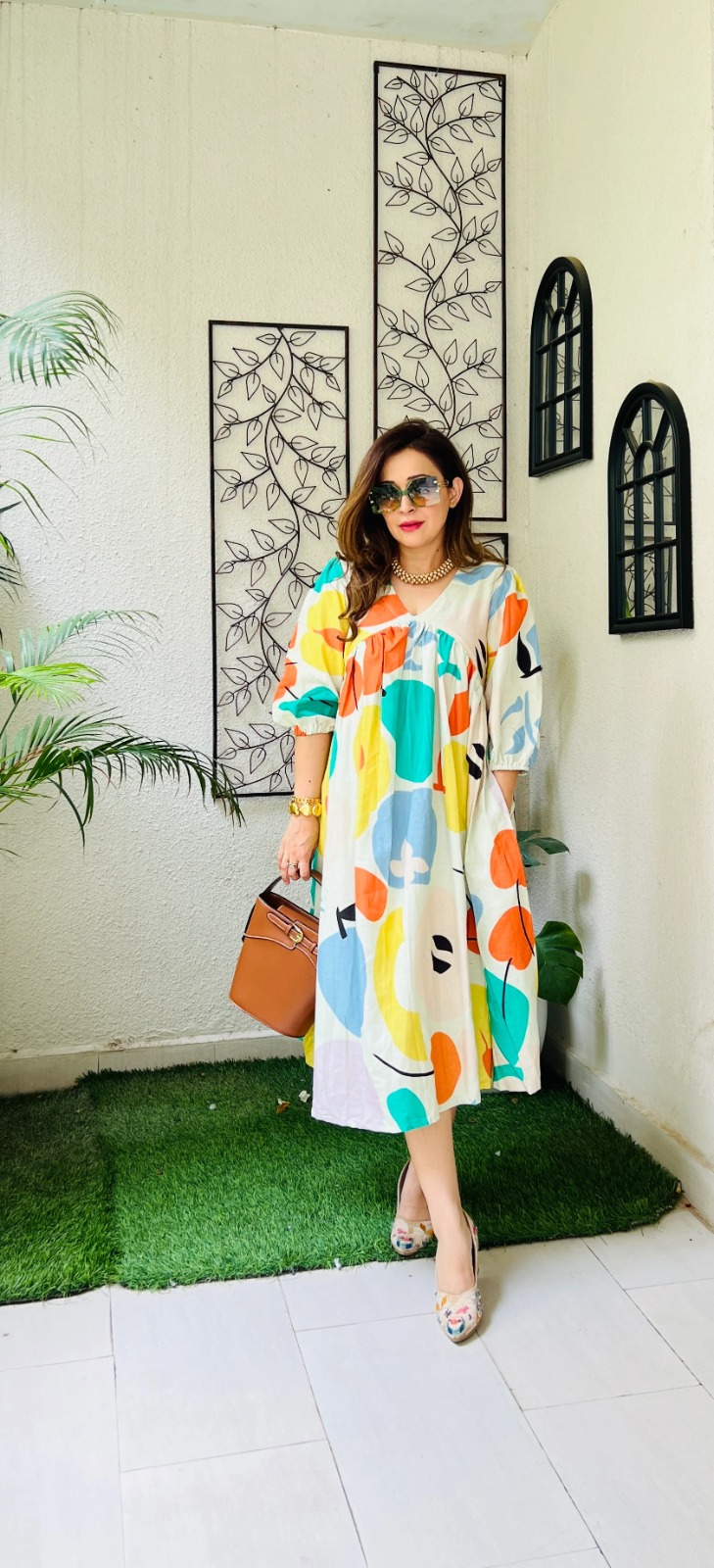 Beautiful stylish Quirky Printed Cotton Middi Dress One Piece
