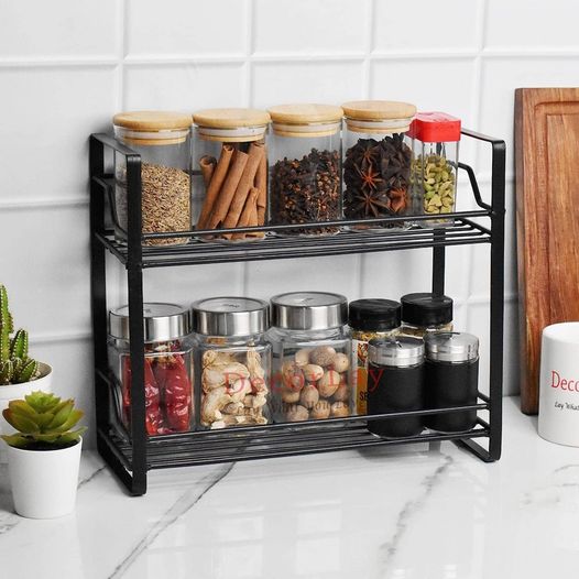 Kitchen Rack 2 Layer Kitchen Shelf Kitchen Organizer Spice Jar ...