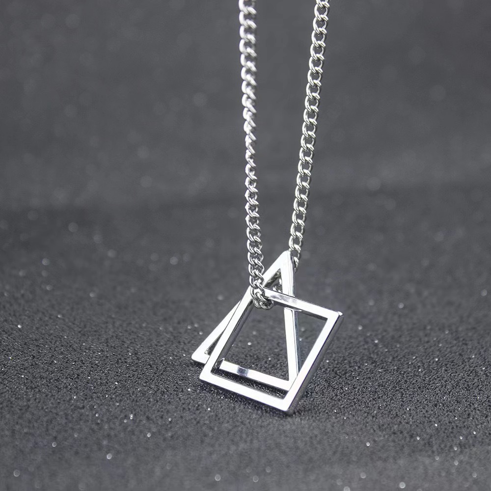Stainless Steel Square Triangle Chain Necklace For Men | Daraz.com.bd