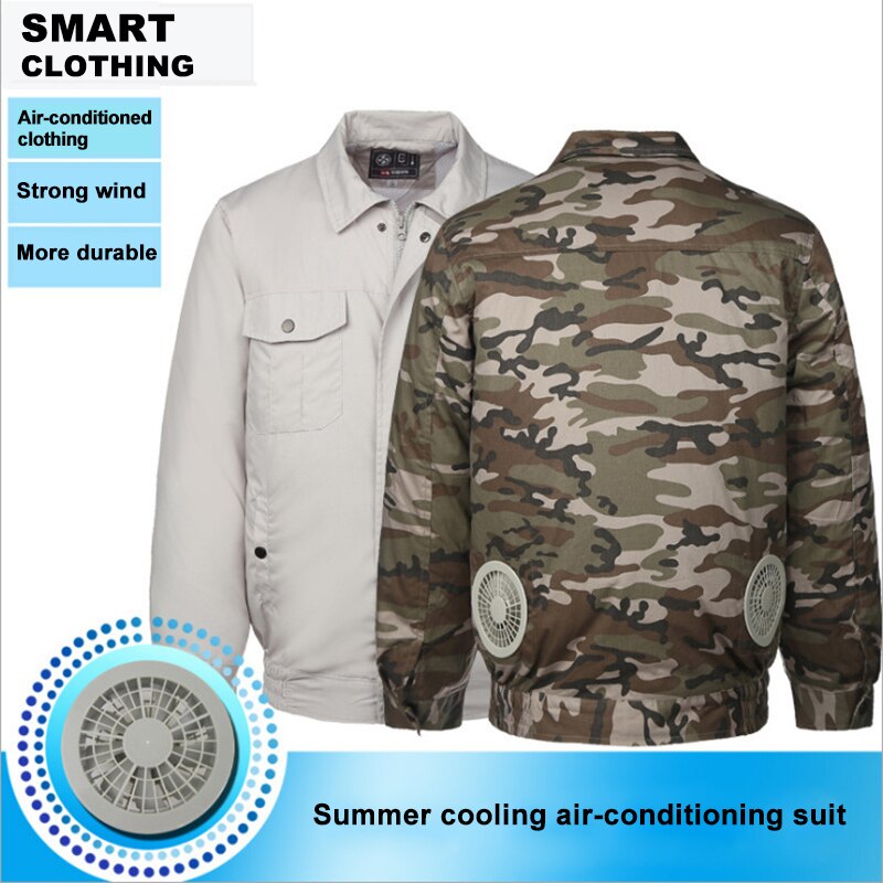 Summer Outdoor Cooling Fan Jacket Men Air Conditioning Clothing Sun ...