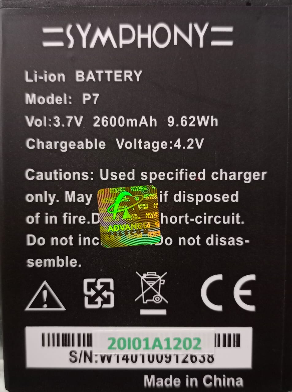 SYMPHONY P7 BATTERY | Daraz.com.bd