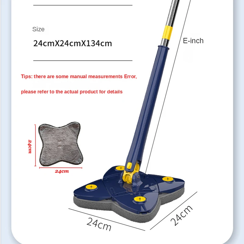 1pc 360° Rotatable Adjustable Cleaning Spin Mop, Long Handle 4 leaf Mop ...