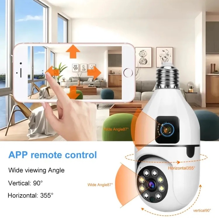 Dual Lens Bulb V380 PRO WIFI IP Camera Night Vision Two-way Voice Home ...