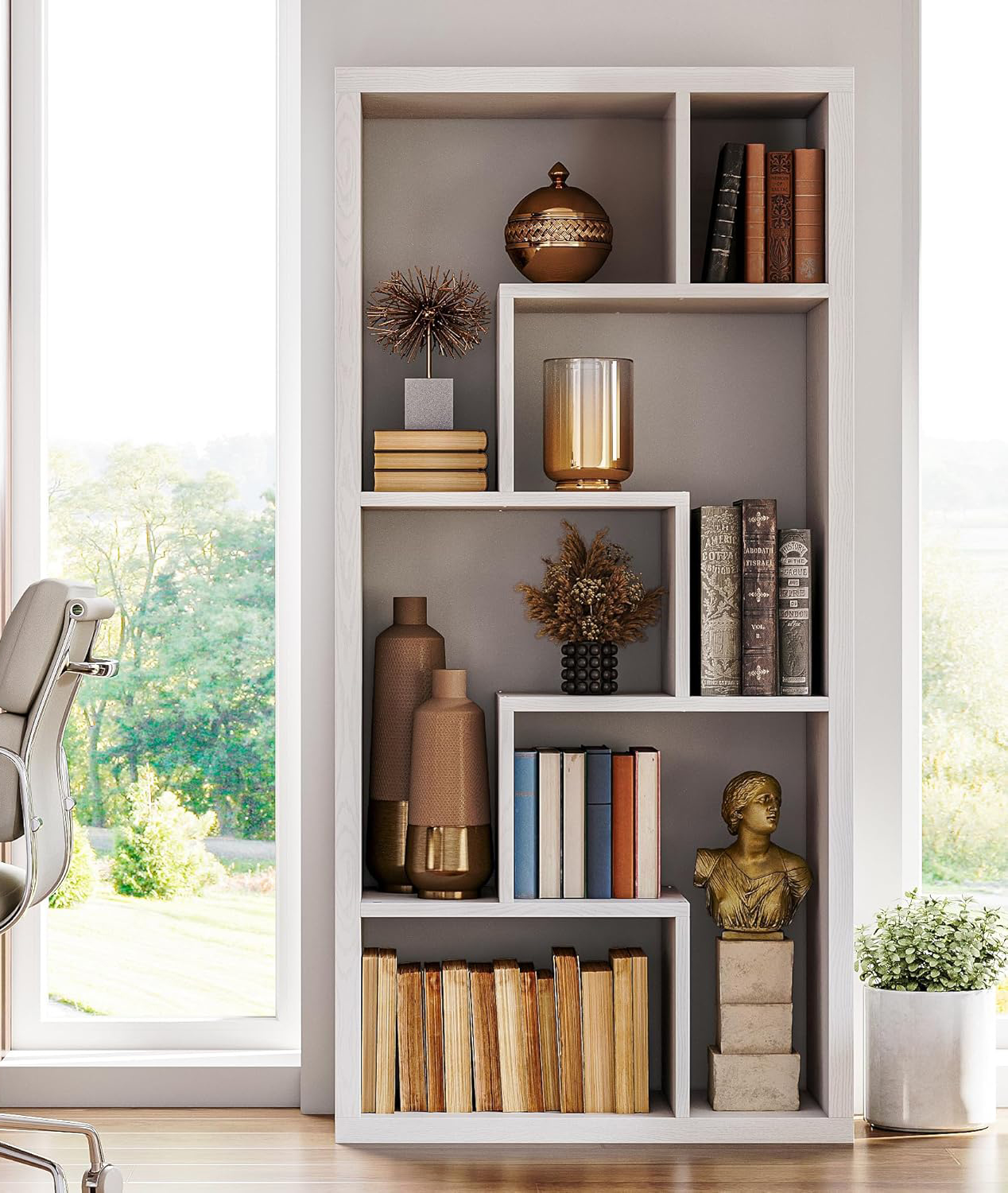 Open Shelf Bookcase - 61" Height Free Standing Display Storage Cabinet ...