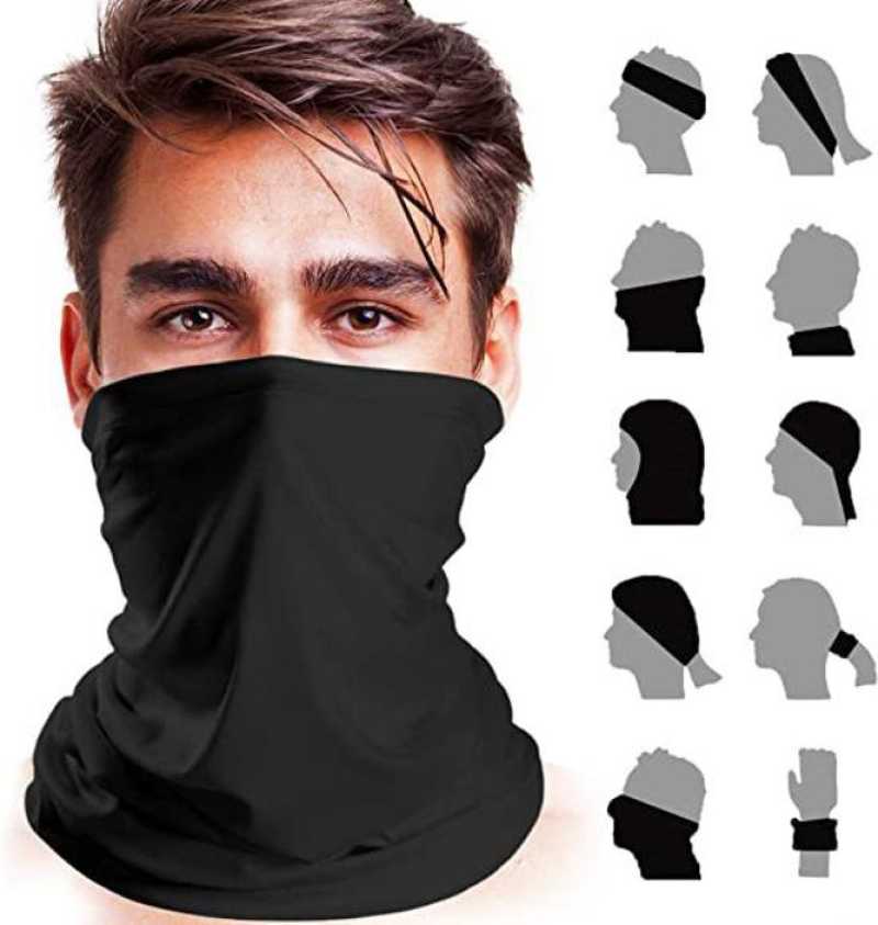 Men & Women Handkerchief 9 In 1 Face Bandana Black Biker Rider Mask