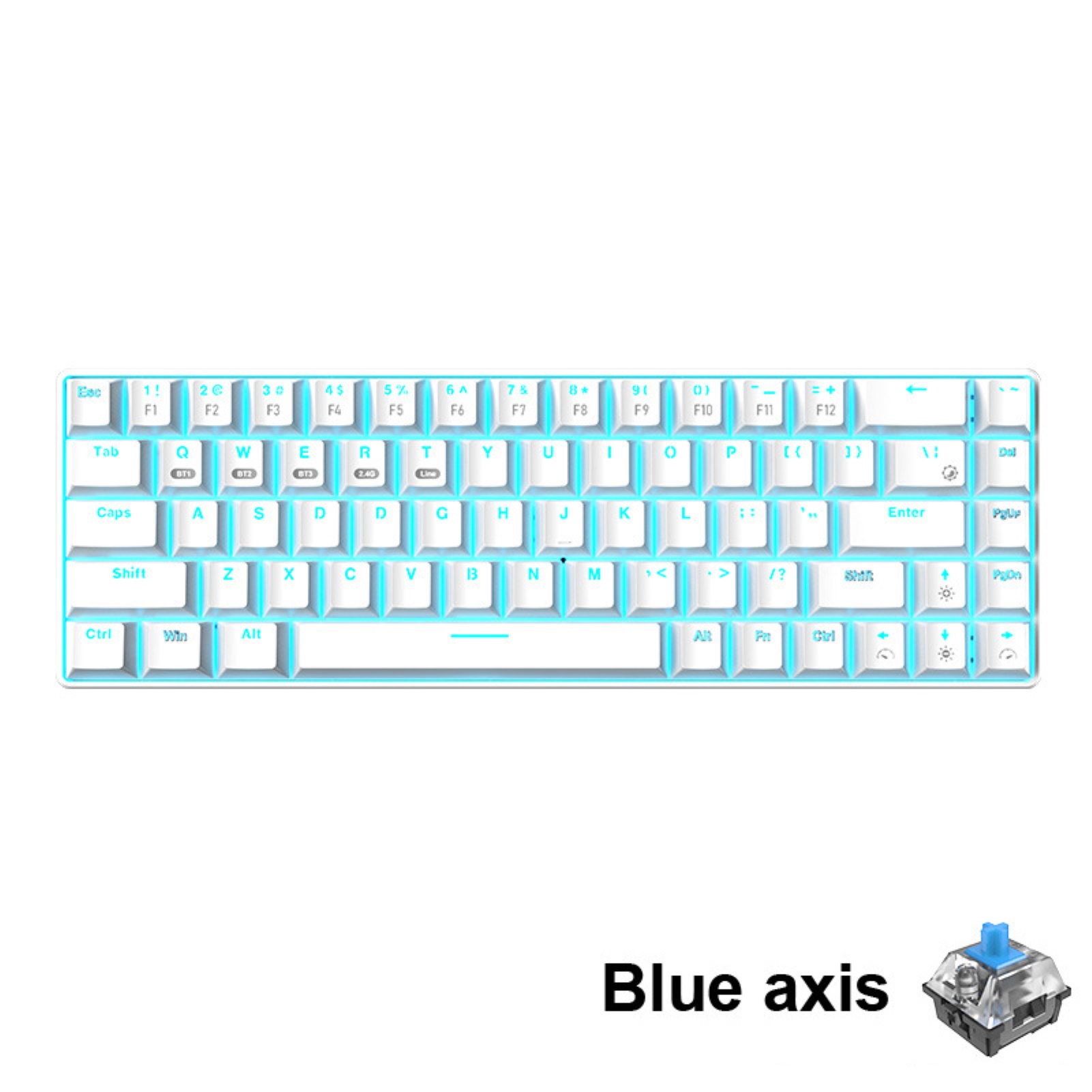 Mechanical Keyboard Driver-free 68 Keys 2.4GHz Bluetooth-compatible 4.0 ...