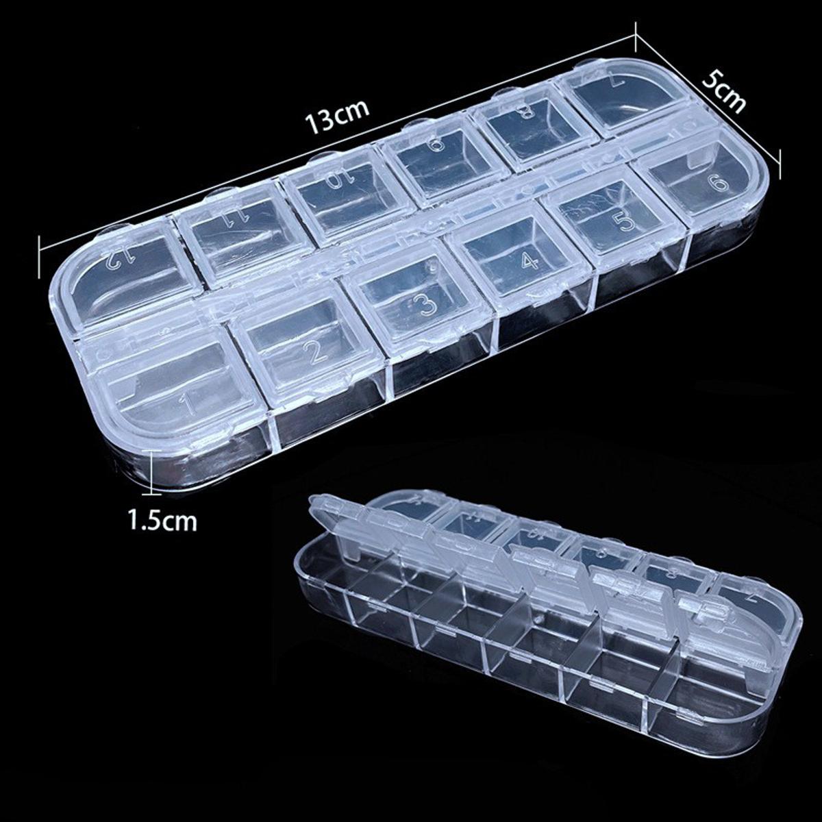 Transparent Plastic Nail Art Decorations Container 28 Grids Clear ...