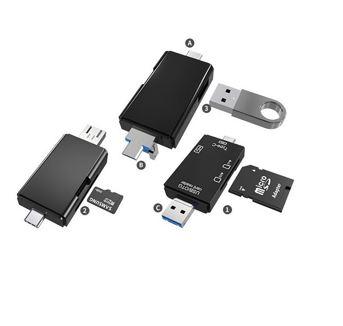 6 in 1 OTG Mobile Card Reader Support Micro USB, Type-C And USB Port ...