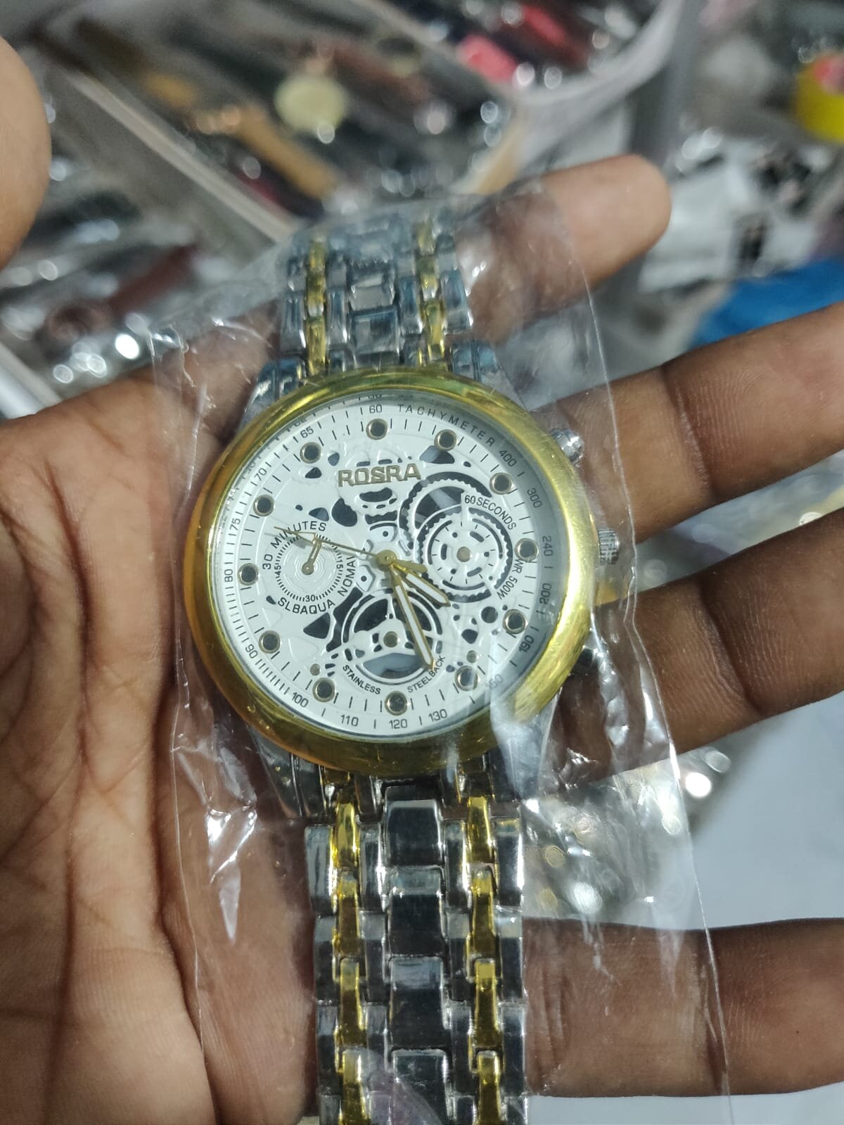 ORUSS Fashion Gold Color Male's Watch Hollow Out Quartz Business Men's ...