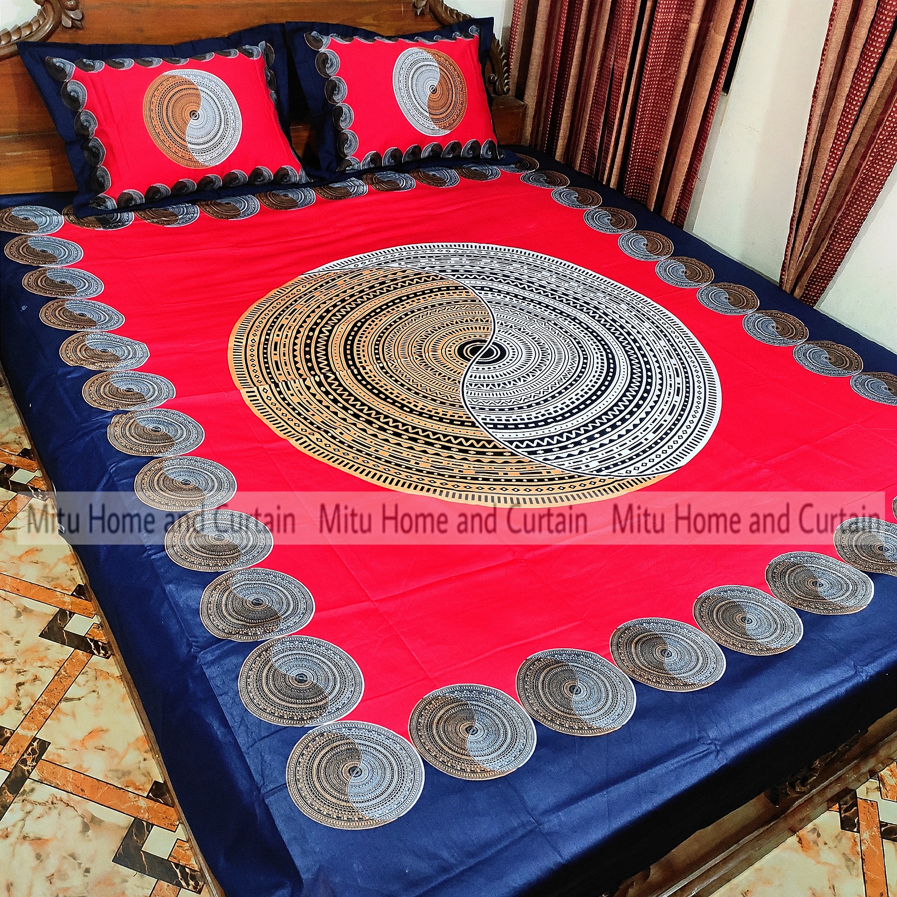 King Size Full Panel Bedsheet With Pillow Cover Chador Set 7.5×8.5 Feet ...