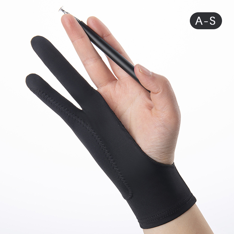 1pc Black 2 Fingers Anti-fouling Gloves Anti Touch Hand Drawing Writing ...