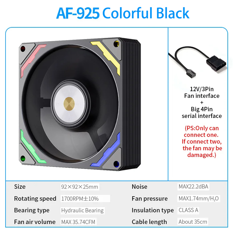 TEUCER AF-925 ARGB PC Fan PC Radiator Cooling Fan 92mm ITX Computer Case Fans 9cm Chassis Fan ...