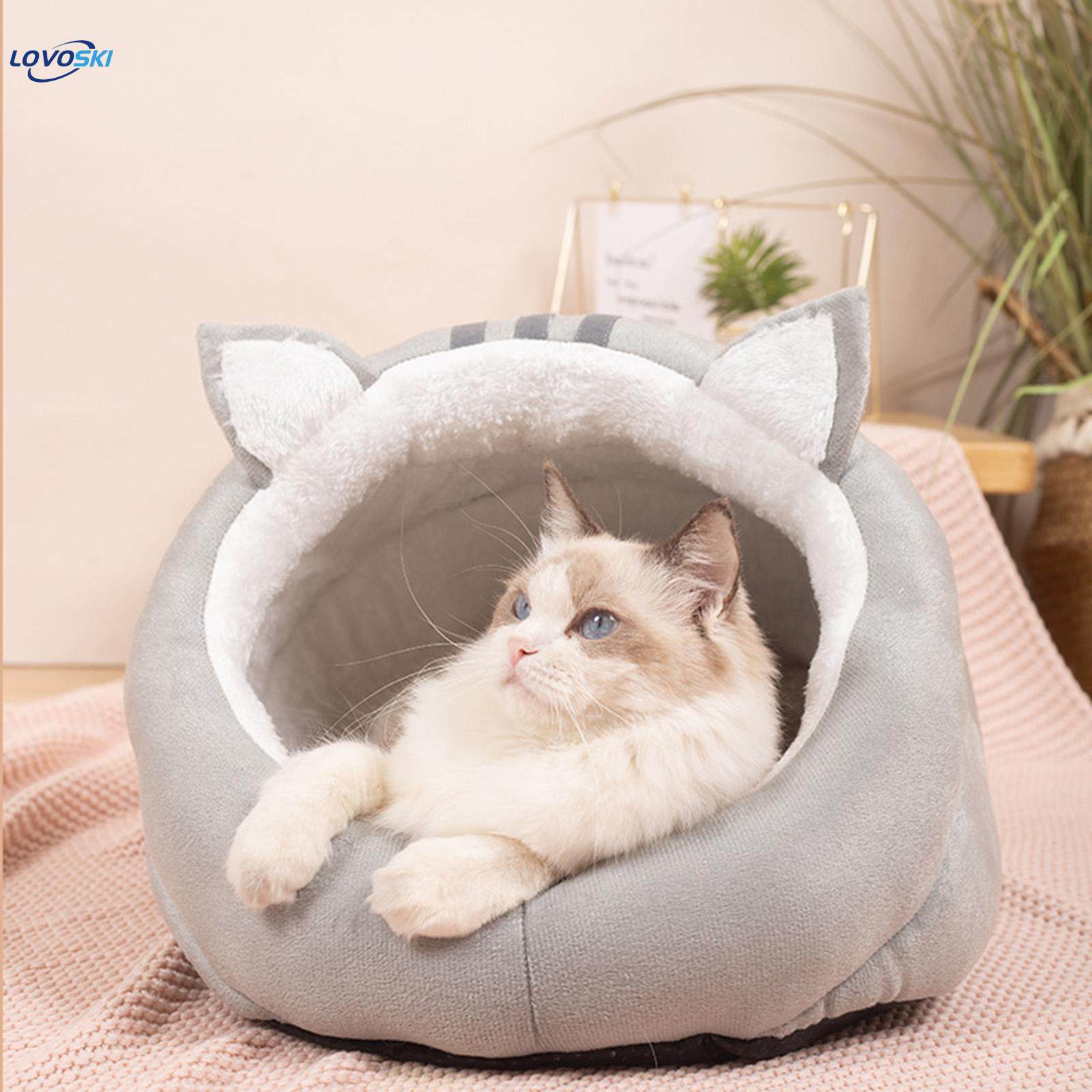Cute Semi Enclosed Cat Nest Nonslip Bottom Adorable Cat Bed House for ...
