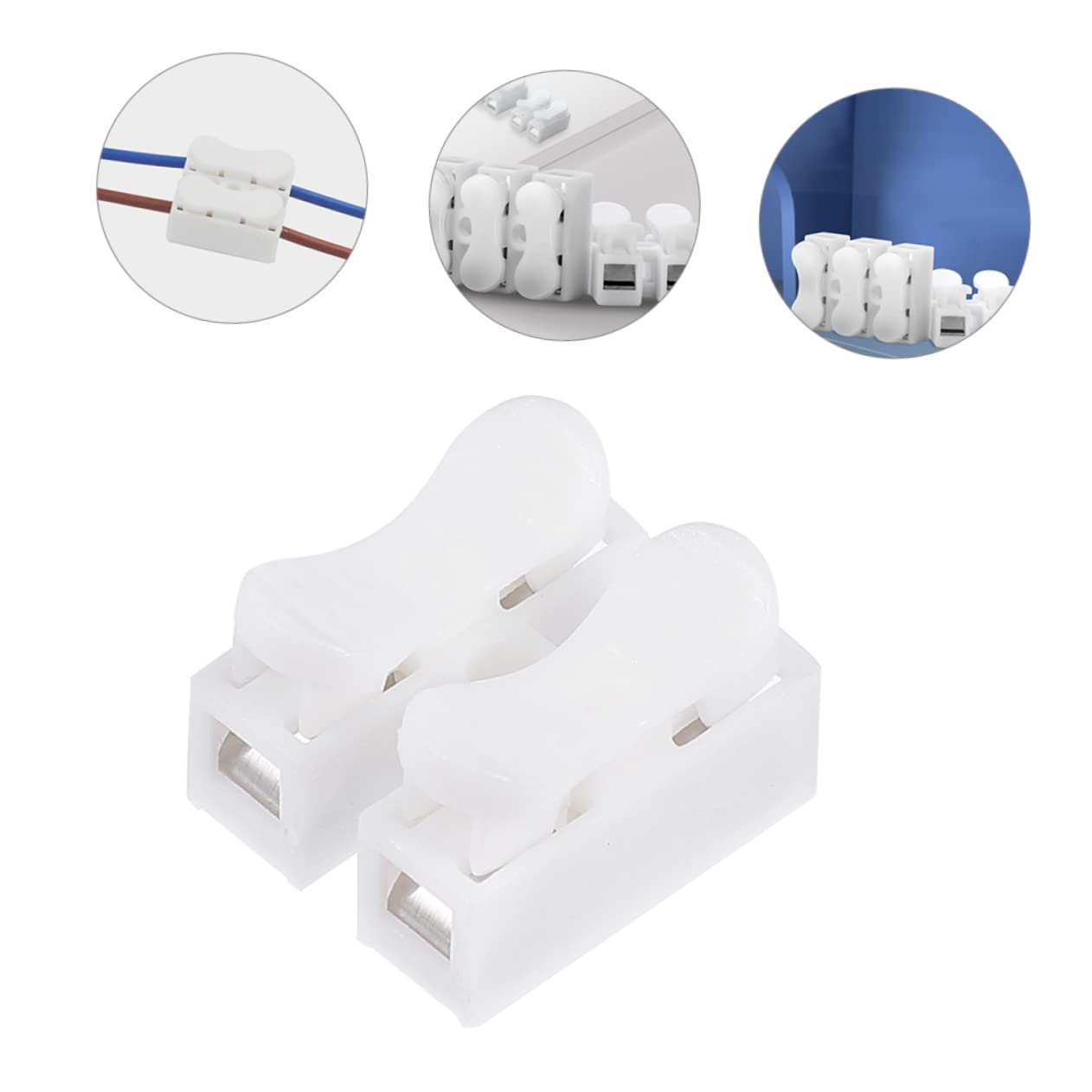 26 Pcs CH2 Spring Quick Wire Connector Cable Clamp Terminal Block LED ...