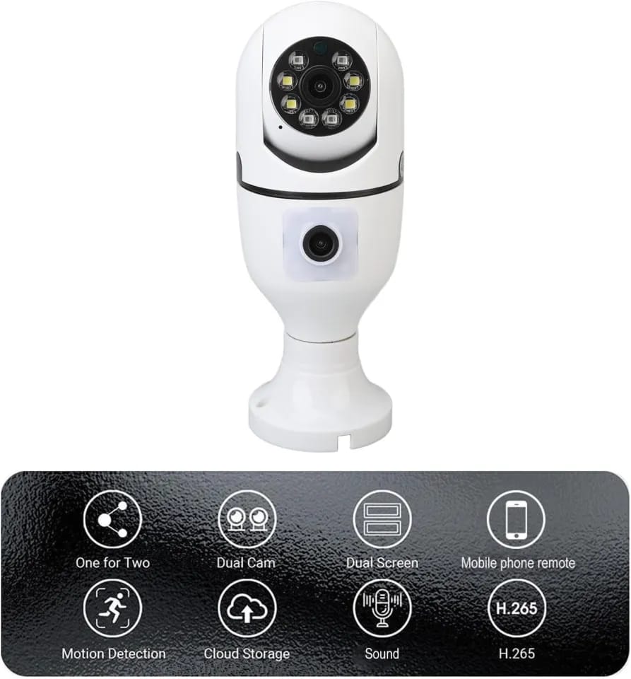 2MP Lens CCTV P2p Camera WiFi bulb Lamp Light Panoramic IP PTZ Network ...