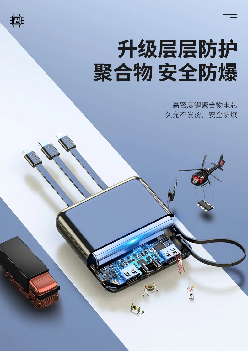 YM300 20000mAh Mirror Screen Power Bank – Built-in 4 Cables | Fast ...