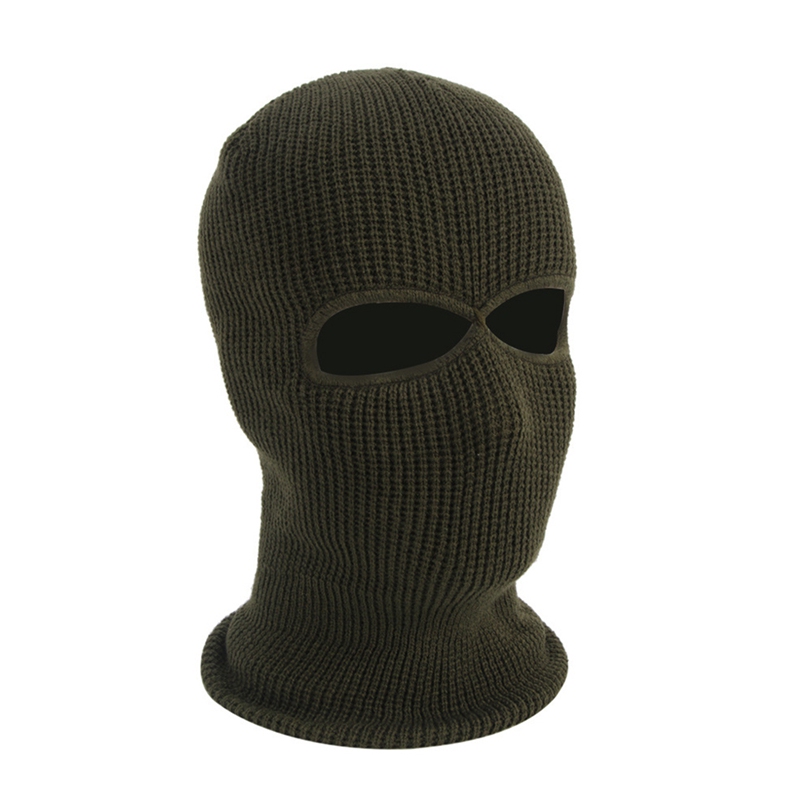 2 Hole Full Face Cover Mask Balaclava Knit Hat Tactical CS Winter Ski ...