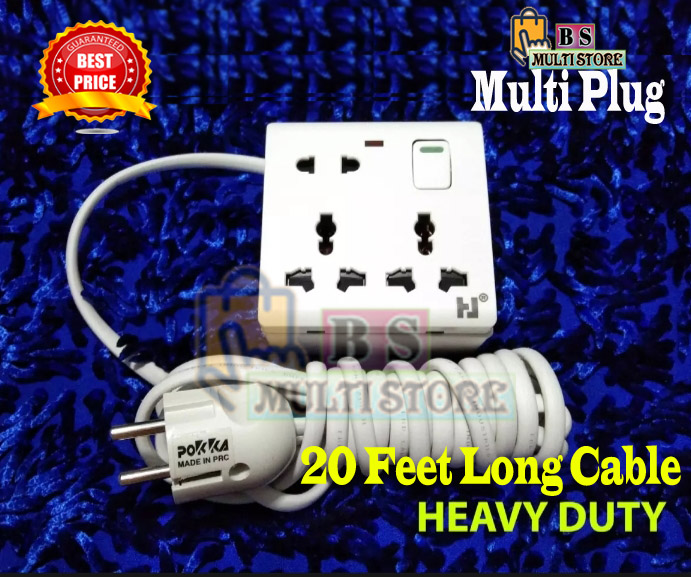 Multi Plug (Heavy Duty+Long lusting) 8 pin Universal Socket and 20 Feet ...