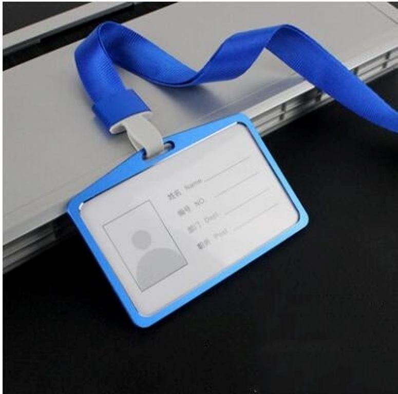 Aluminium Alloy Blue ID Card Holder Business Card Horizontal Metal ...