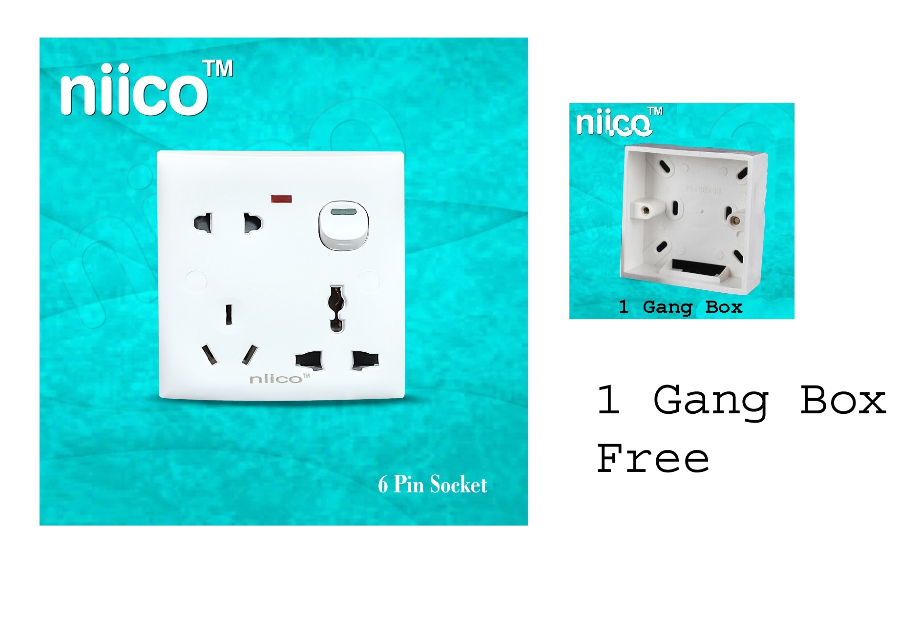 Niico Classic 6 pin wall switch socket with 1 Gang Mk Box Free ...