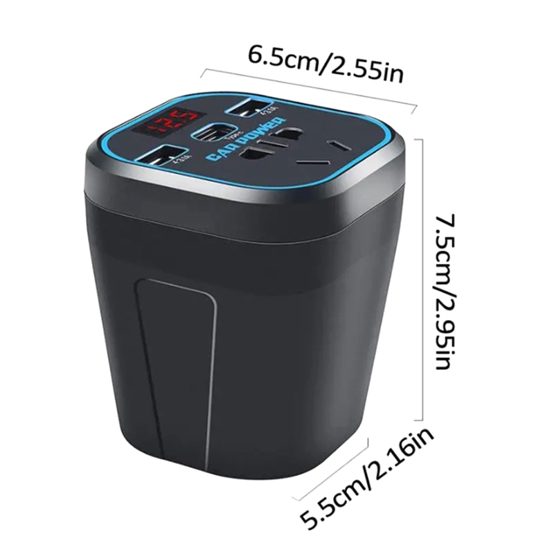 1 Piece Car Charger Inverter Power Inverter Black 12V 24V DC to 220V AC ...