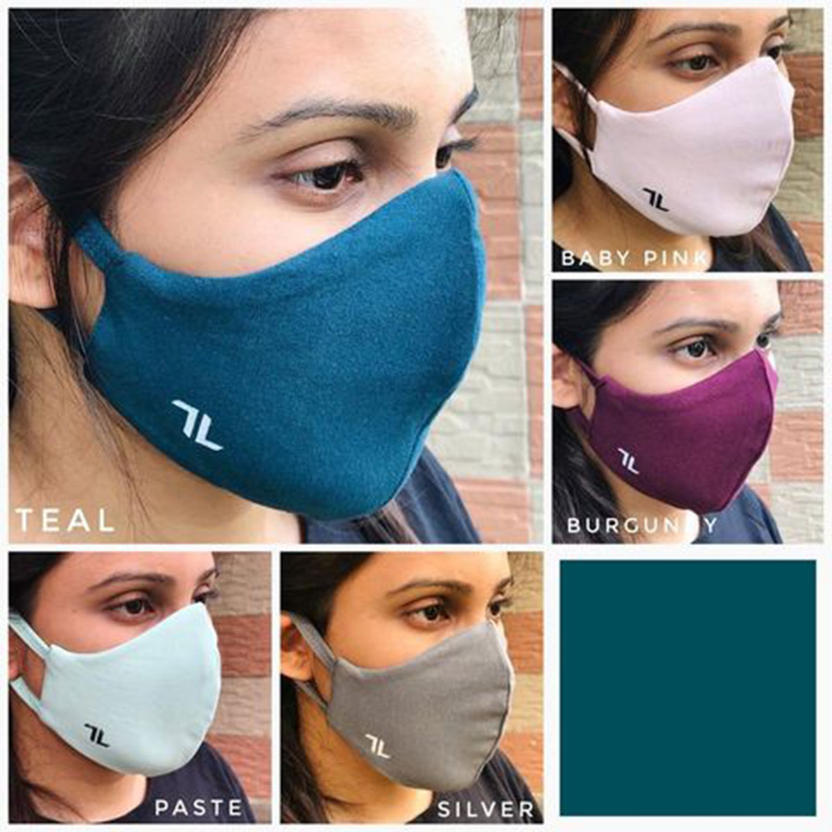 [Pack of 05] TEAL_Premium 03 Layer Face Protection Mask for Women ...