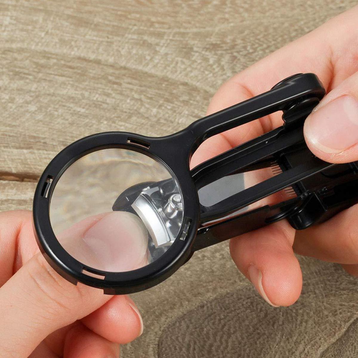 Nail clipper with magnifying glass store