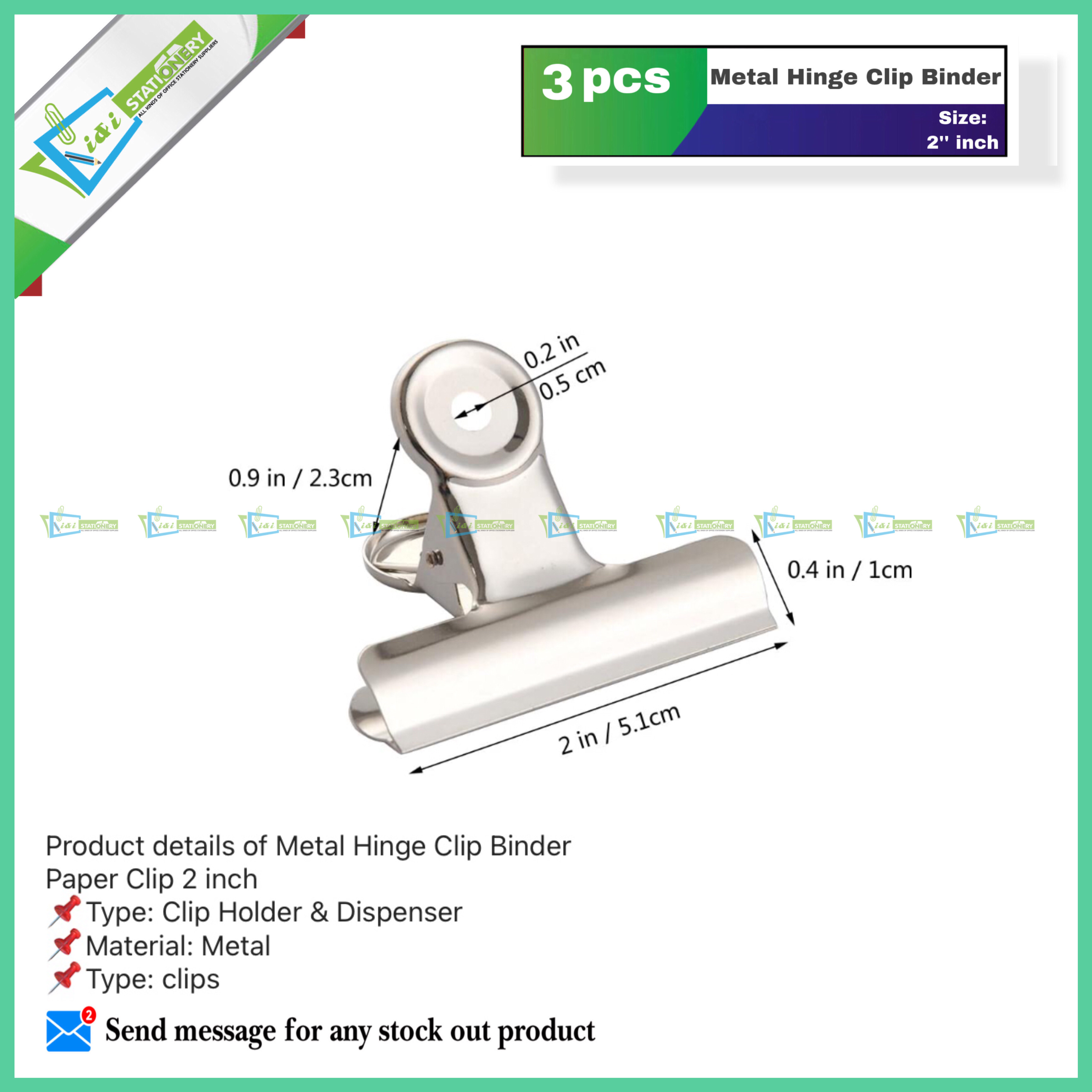 Metal Hinge Clip Binder Paper Clip 2 inch 3 Pcs or 6 Pcs | Daraz.com.bd